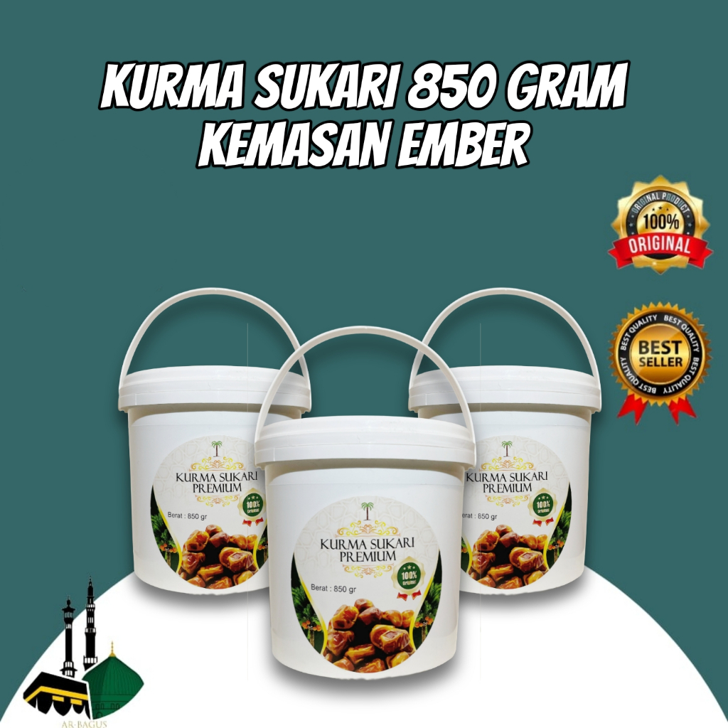 Jual Kurma Sukari Premium 850 Gram Kemasan Ember BestSeller100 ...