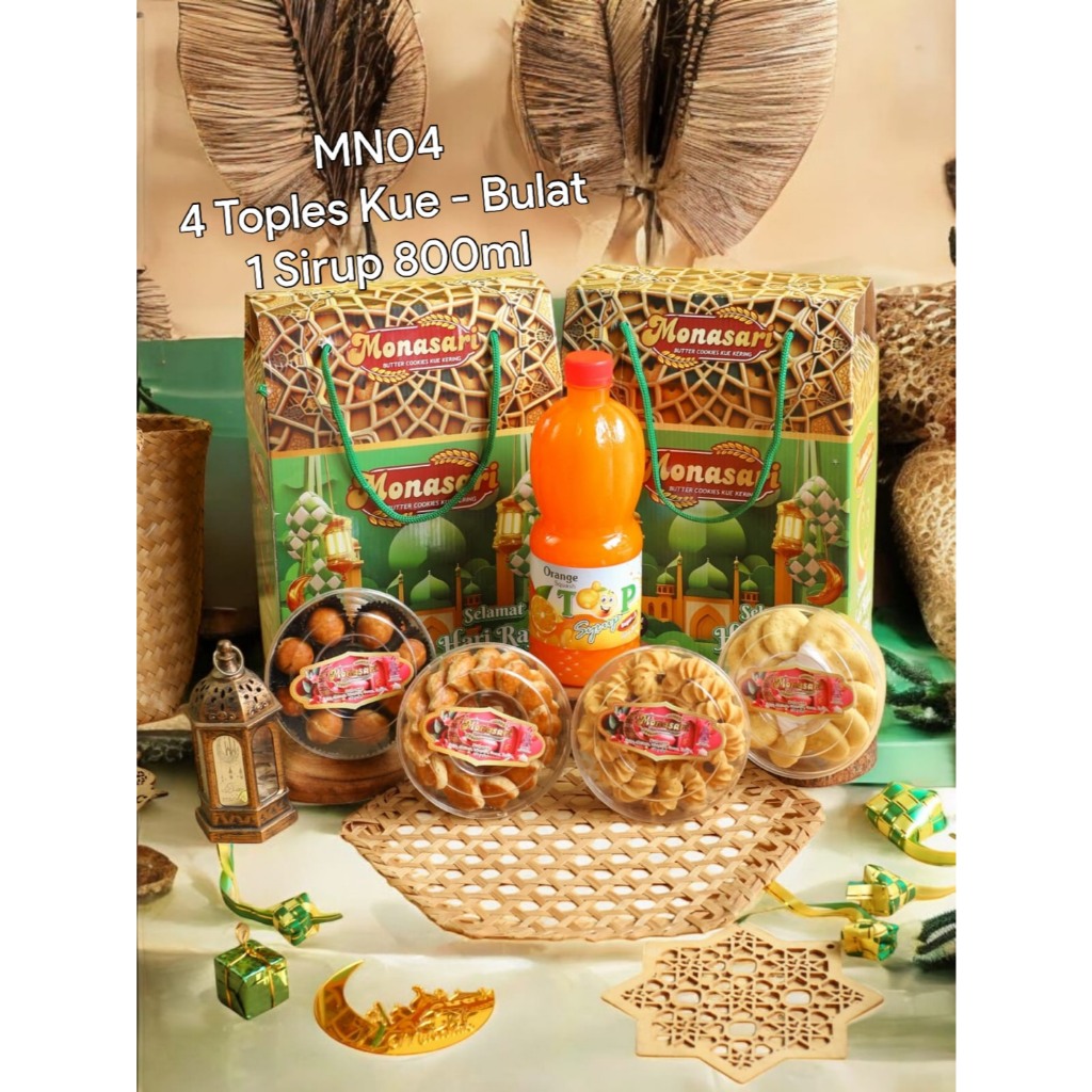 Jual Paket Lengkap dengan Sirup Hampers Idul Fitri Monasari 4 Toples ...