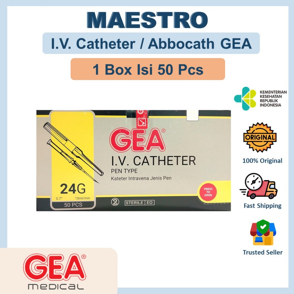 Jual IV Catheter GEA I.V. Abbocath Abocath 18G 20G 22G 24G 26G Box Isi 50 Pcs | Shopee Indonesia