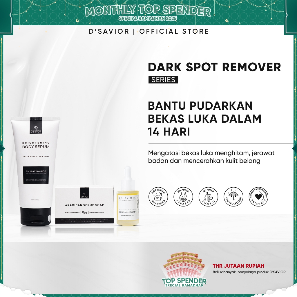 Jual D'SAVIOR Dark Spot Remover (Brightening Body Serum 150ML + Body ...