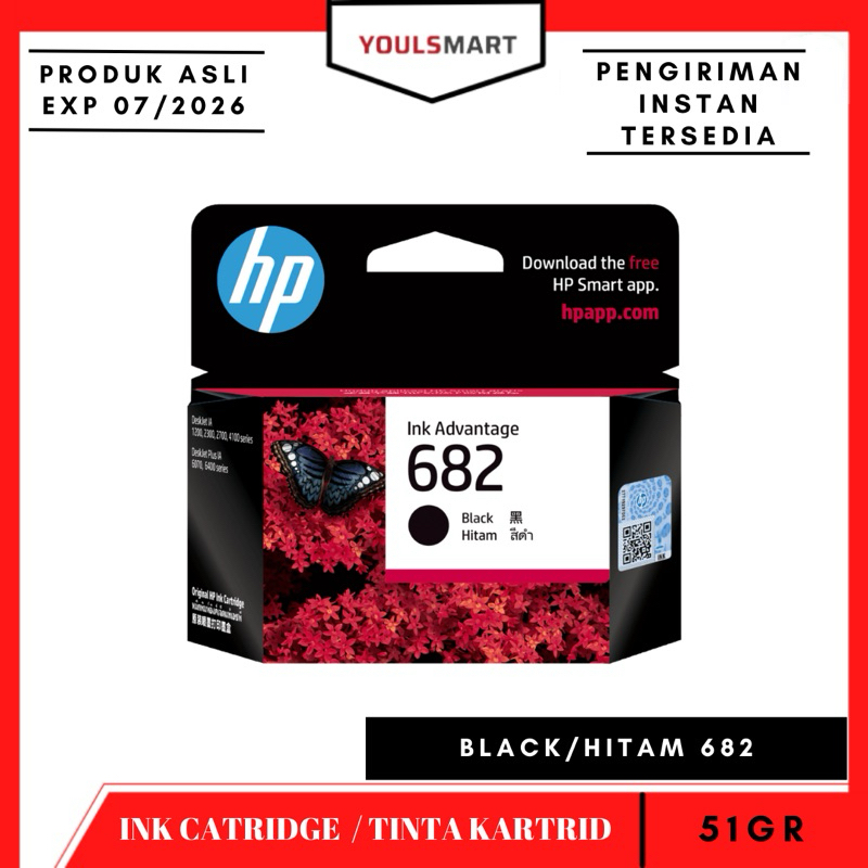Jual HP 682 Black Original Ink Advantage Cartridge | Shopee Indonesia