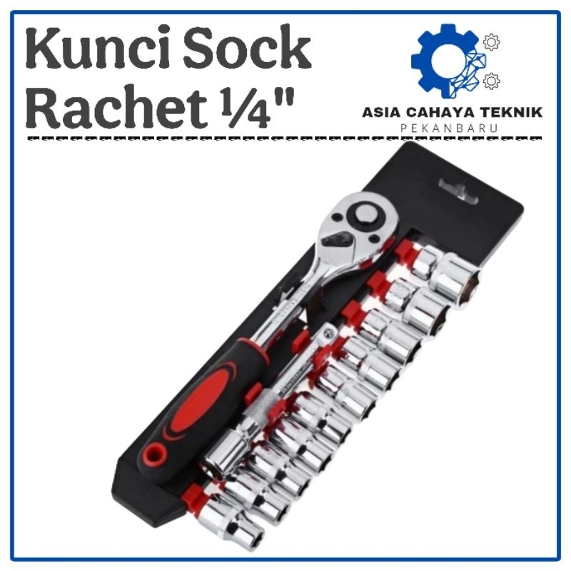 Jual Mata Kunci Sock Set Rachet 12 Pcs 1/4 Inch Socket Ratchet Shock 4 ...