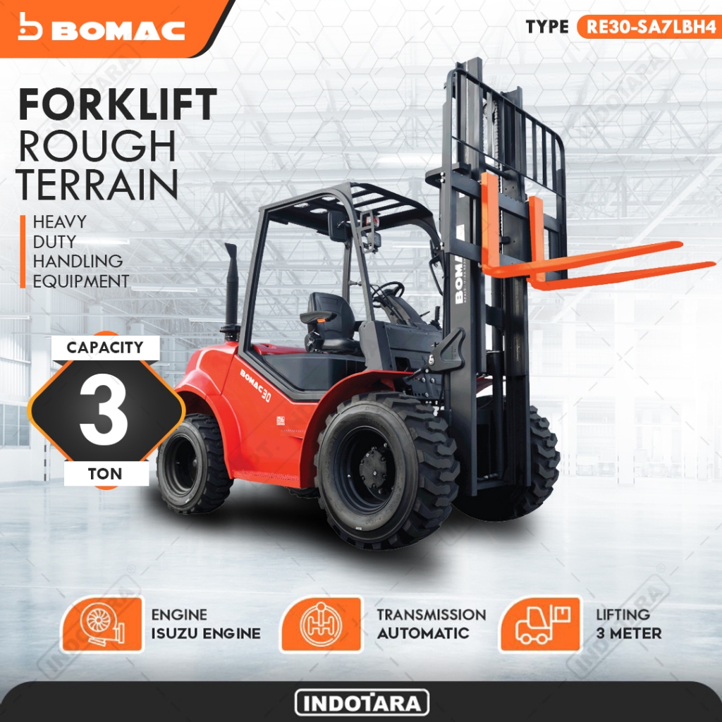 Jual Bomac Forklift Rough Terrain Model 3T RTD30A-I4JG2-Y2G3Q1 Isuzu ...