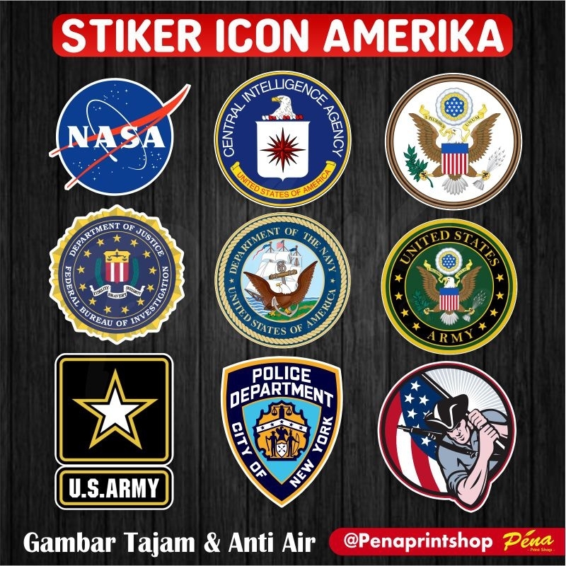 Jual Sticker Stiker Aesthetic NASA USA CIA FBI NYPD US Army Navy Seals ...