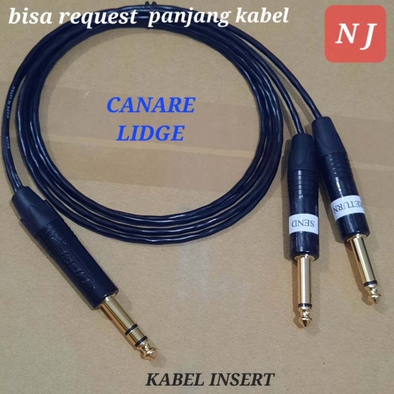 Jual kabel insert 1 meter jack LIDGE TRS 6,5 mm to 2 akai TS Black Gold ...