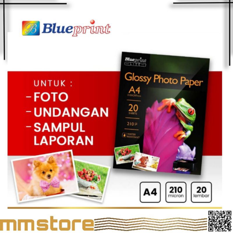 Jual Blueprint Lite Glossy Photo Paper A4 Katak 210g / Merak 230g | Shopee Indonesia