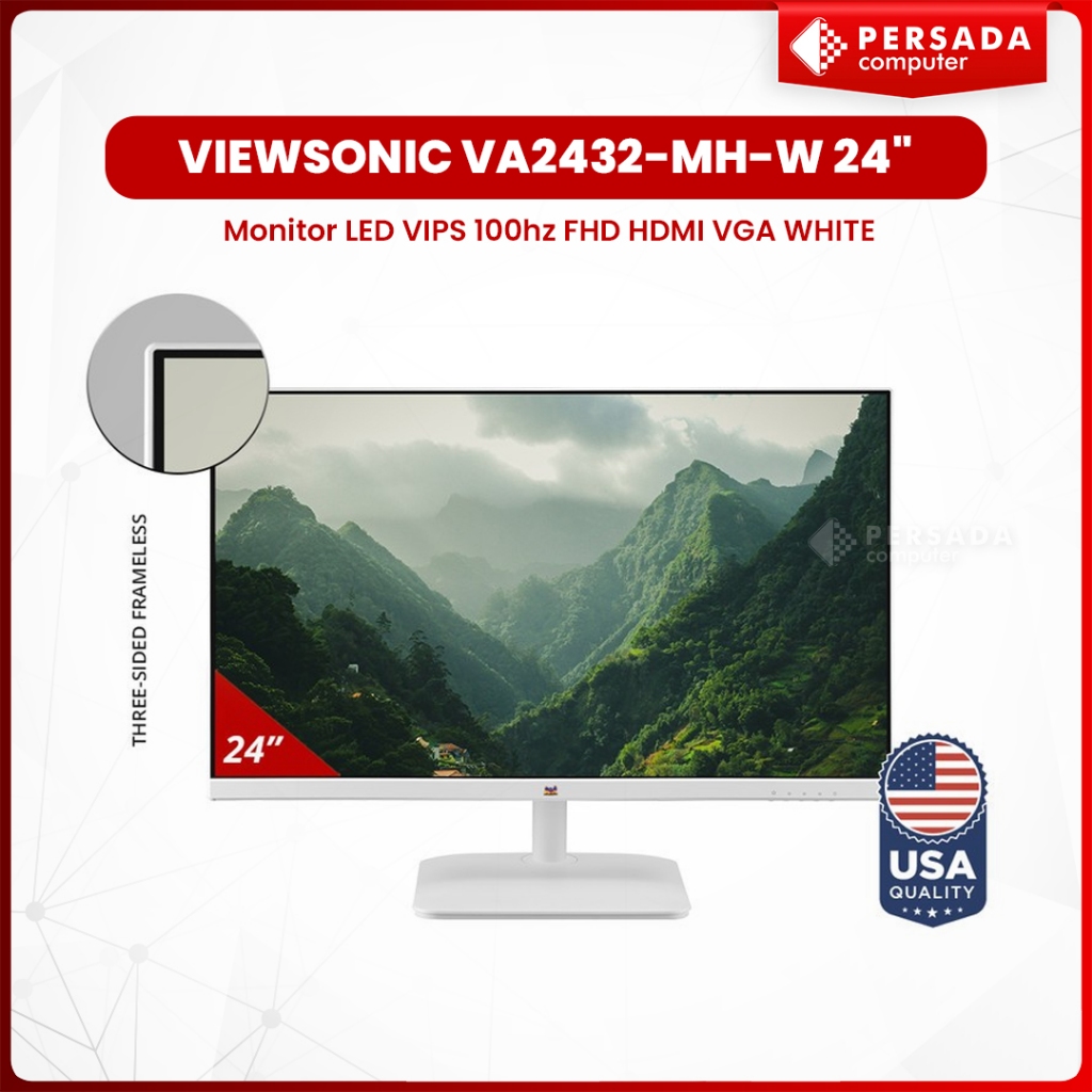 Jual Monitor LED ViewSonic VA2432-MH-W 24" IPS 100hz FHD HDMI VGA WHITE ...
