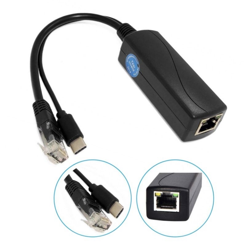 Jual poe lan rj45 utp ethernet female out to type c 5v/12v 2a + utp rj45 male power | Shopee ...
