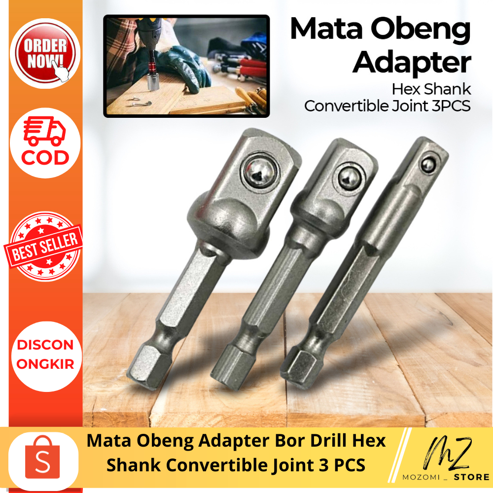 Jual Mata Obeng Adapter Bor Drill Hex Shank Convertible Joint 3 PCS ...