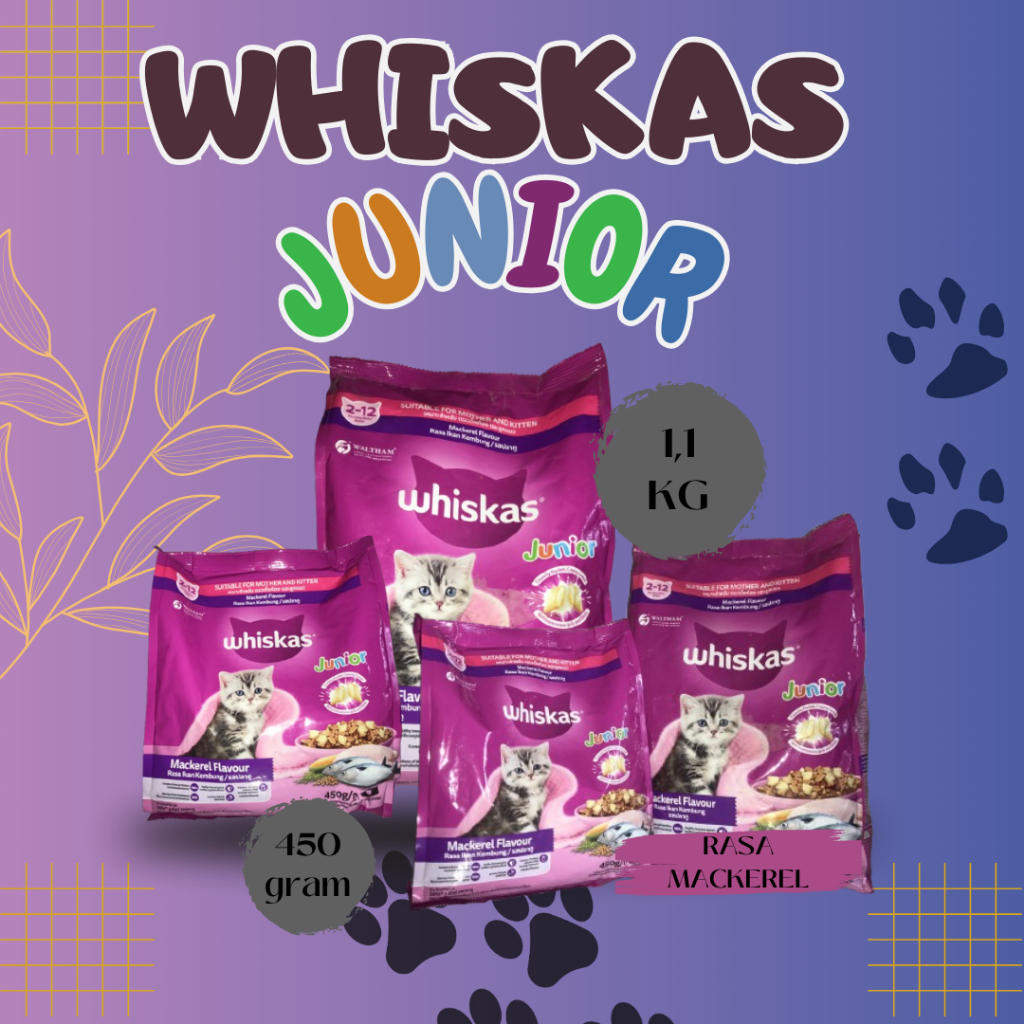 Jual WHISKAS JUNIOR DRY FOOD MACKEREL FLAVOUR ~ Makanan Kucing Whiskas ...