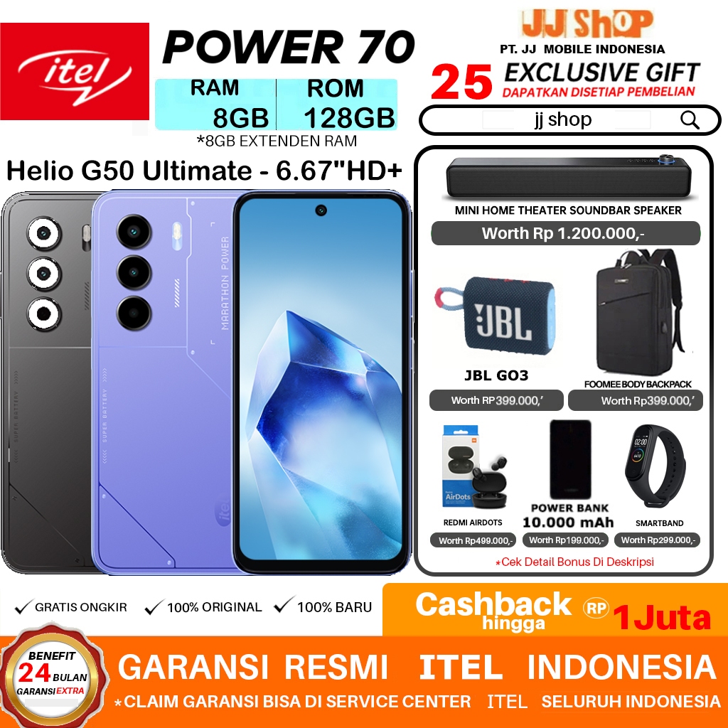Jual iTel POWER 70 P70 8/128 GB RAM 8GB ROM 128GB & 4/128 GB GARANSI RESMI | Shopee Indonesia