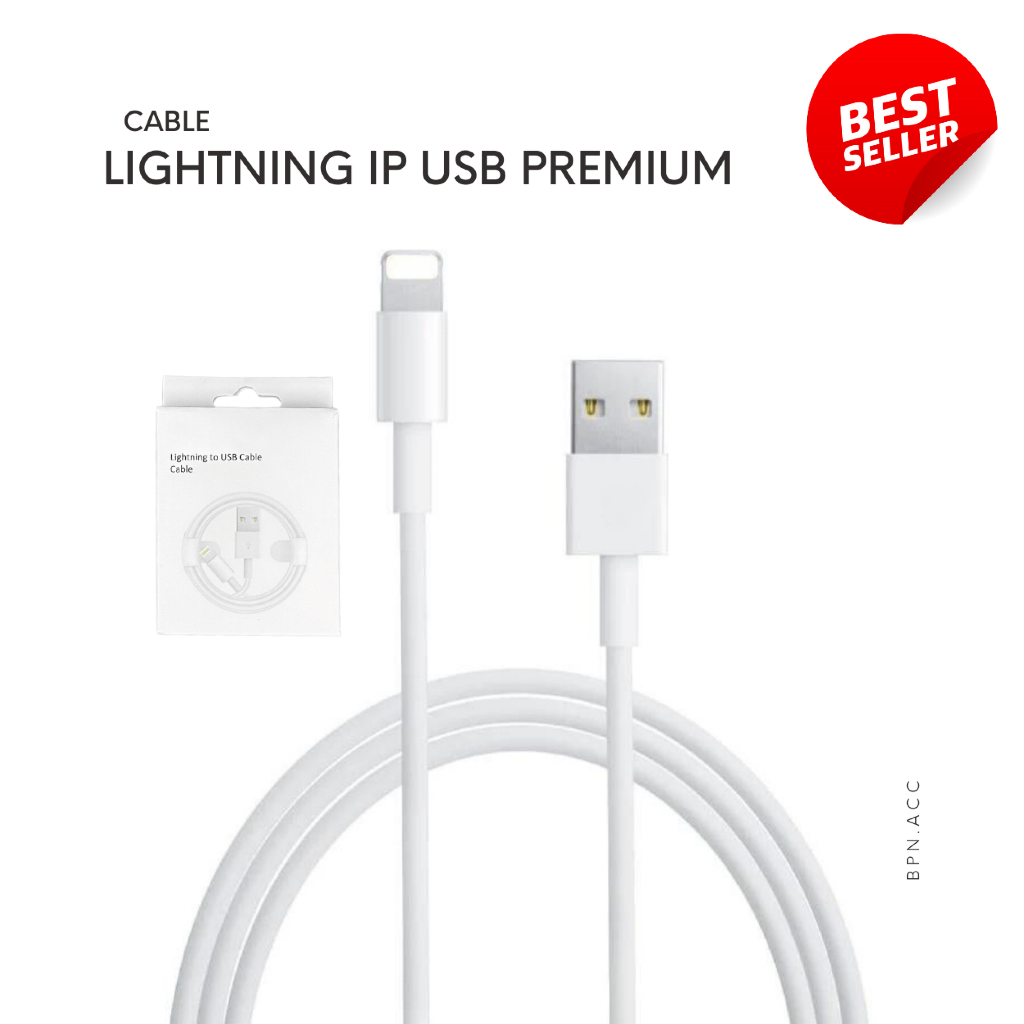Jual Kabel Charger Lightning iP to USB Cable Data Premium 1m | Shopee ...