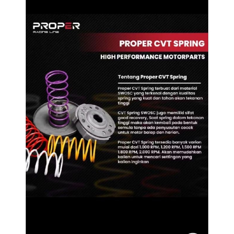Jual PER CVT PROPER RACING LINE 1000 1200 1500 1800 2000 RPM ORIGINA ...