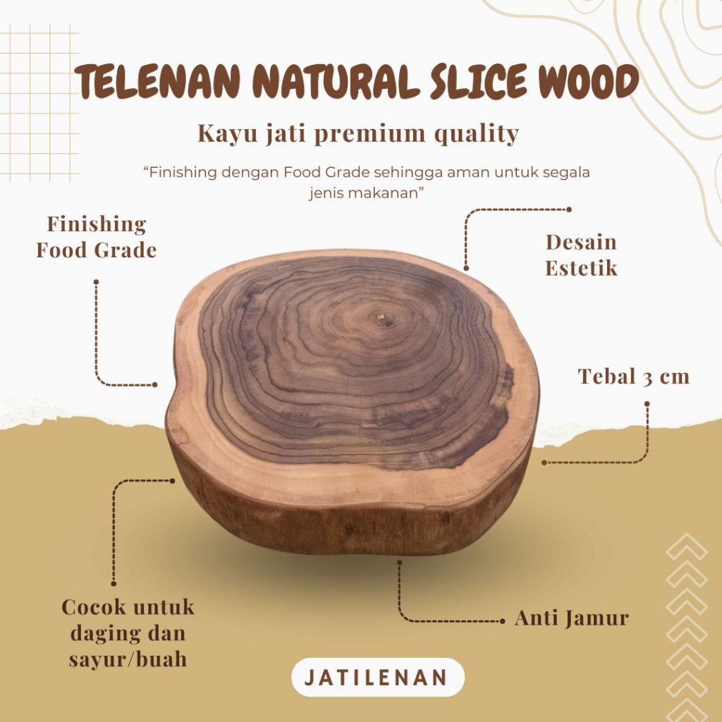 Jual JATILENAN - Talenan Kayu Jati Bulat Natural Food Grade – Kuat ...