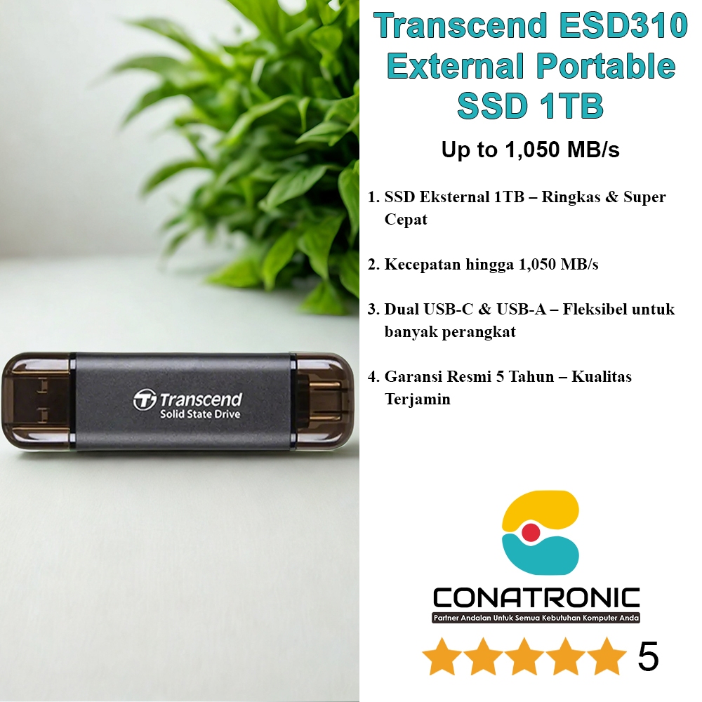 Jual Transcend ESD310 SSD Eksternal 1TB - USB C & USB A | Portable ...