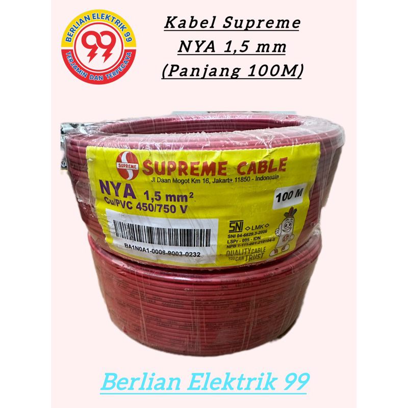 Jual kabel supreme nya 1.5 mm ( 1 roll 100 meter) / kabel supreme NYA | Shopee Indonesia