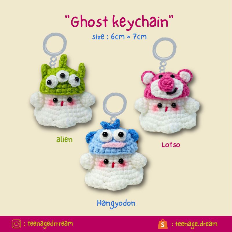 Jual [PRE-ORDER] CUTE GHOST KEYCHAIN / BAGCHARM | keychain rajut ...