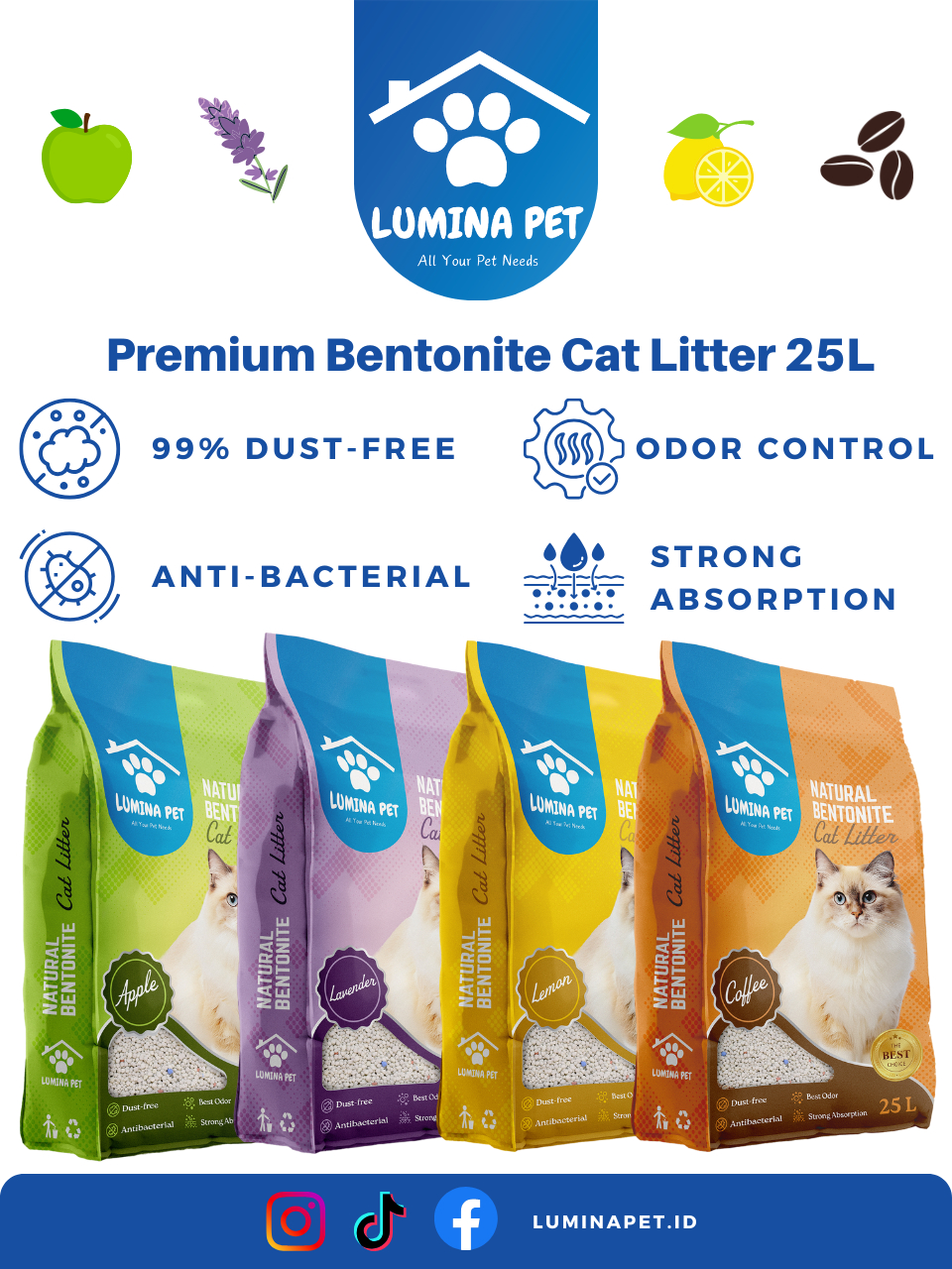 Jual Lumina Pet Premium Bentonite Cat Litter 25L / Pasir Kucing Gumpal ...