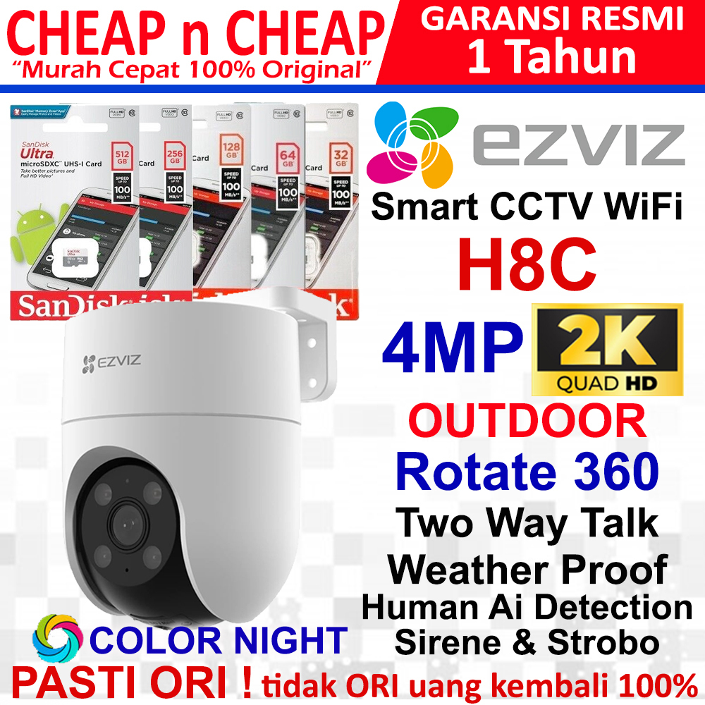 Jual Ezviz H8C Pro 4MP 2K+ Outdoor Rotate 360 - CCTV Wifi Wireless Camera Smart IP C1C H1C CB1 ...