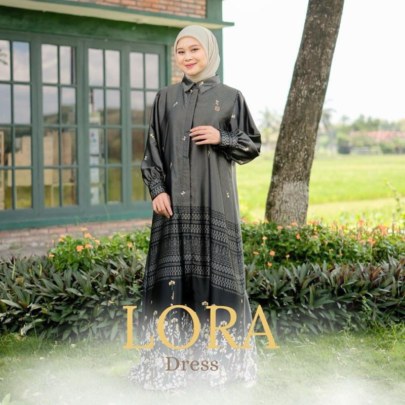 Jual Rh Col Lora Dress Monogram Silk (gamis lebaran, gamis kondangan ...