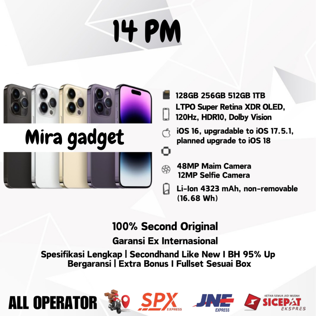 Jual 14 PM 128GB 256GB 512GB SECOND ORIGINAL FULLSET | Shopee Indonesia