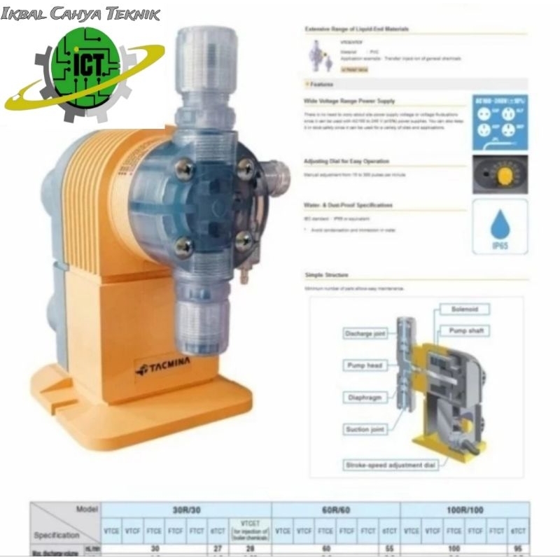 Jual Tachmina Dosing Pump V-600-VTCF-HW pompa selenoid tacmina | Shopee Indonesia