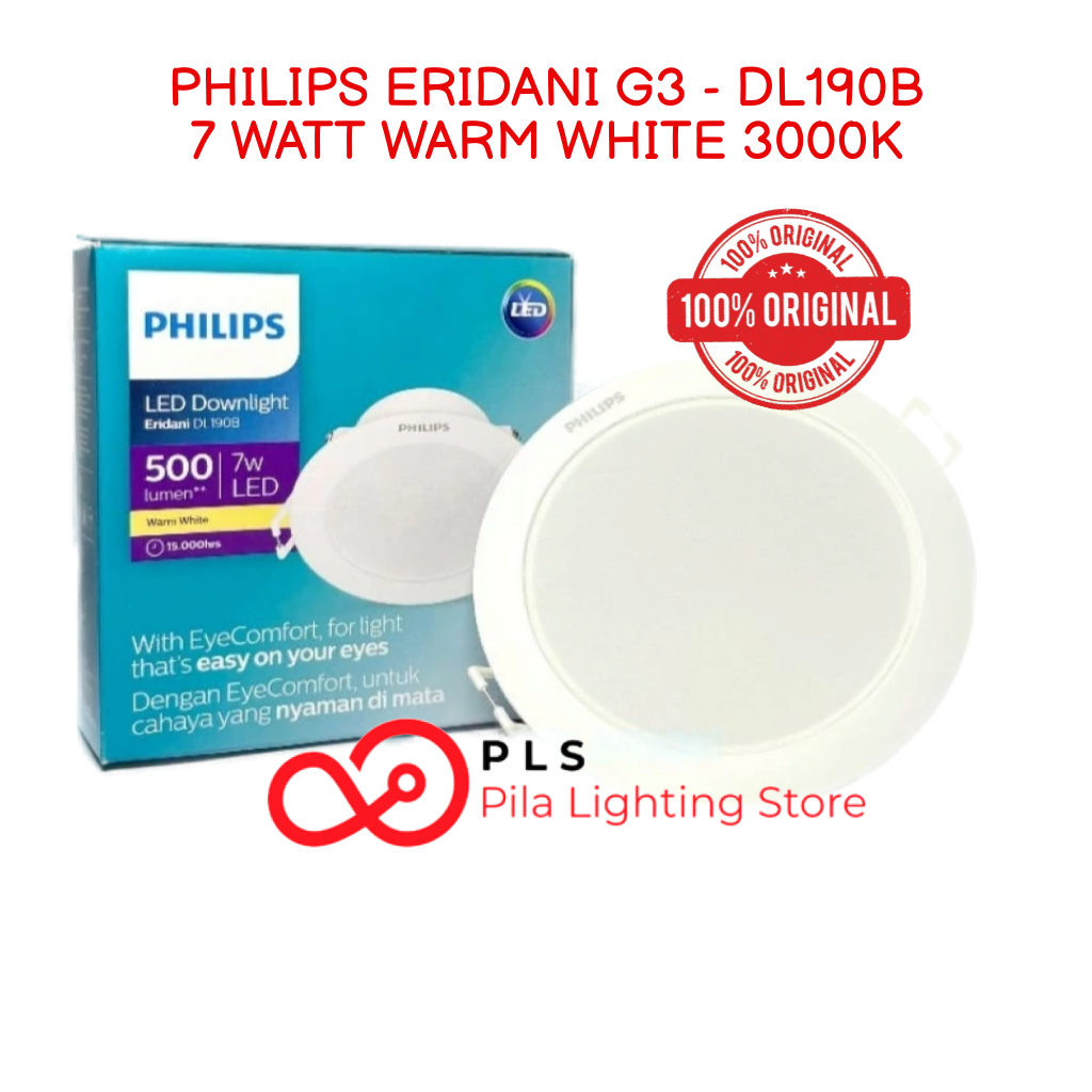 Jual Lampu LED Downlight PHILIPS Lampu Kamar Eridani DL190B G3 7W 7 Watt Warm White. | Shopee ...