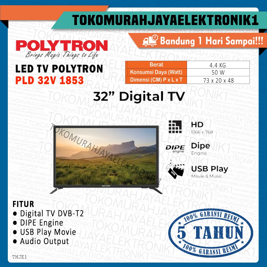 Jual LED TV POLYTRON Digital TV 32 Inch PLD 32V1853 Garansi Resmi | Shopee Indonesia
