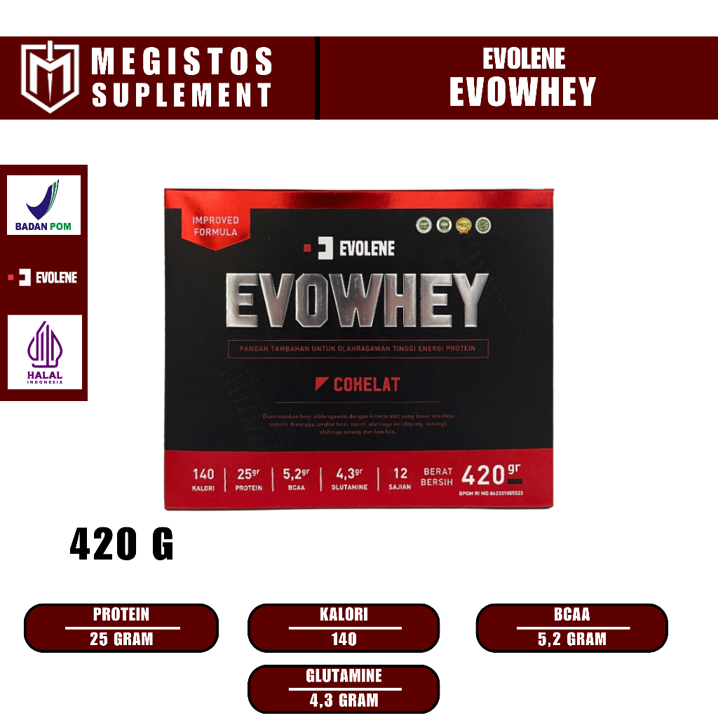 Jual Evolene Whey Protein Evowhey 420gr/12 Sachet Suplemen fitness ...