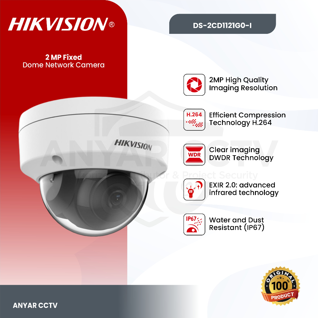 Jual HIKVISION DS-2CD1121G0-I IP CAMERA 2MP FIXED DOME CAMERA | Shopee ...