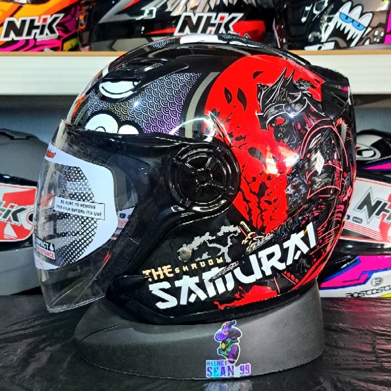 Jual HELM NHK GLADIATOR SAMURAI ASSASIN HALF FACE DOUBLE VISOR ORIGINAL ...