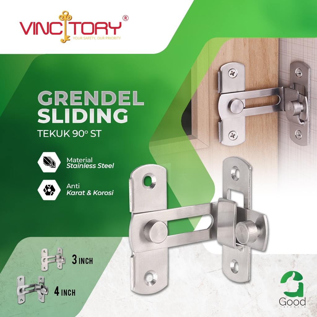 Jual Vincitory Grendel Kait Siku Slot Pintu Geser Sliding / Gerendel ...