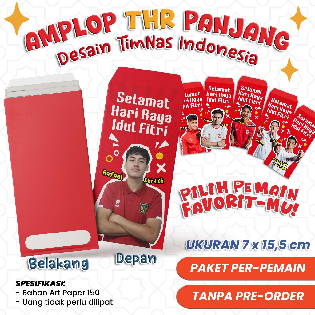 Jual AMPLOP THR PANJANG TEMA TIMNAS - Amplop Paket Pemain Bola | Shopee ...