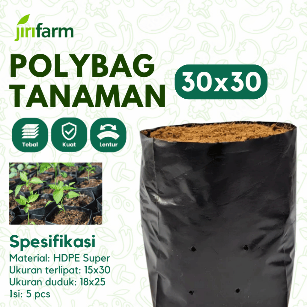 Jual JIRIFARM - Polybag Tanaman 30x30 Tebal Awet Plastik Polibag Besar ...