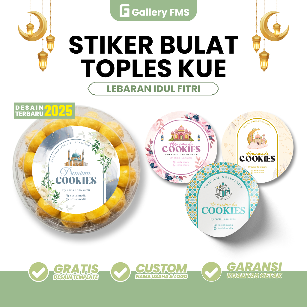 Jual Stiker Toples Kue Lebaran - Stiker Toples kue kering Lebaran Idul ...