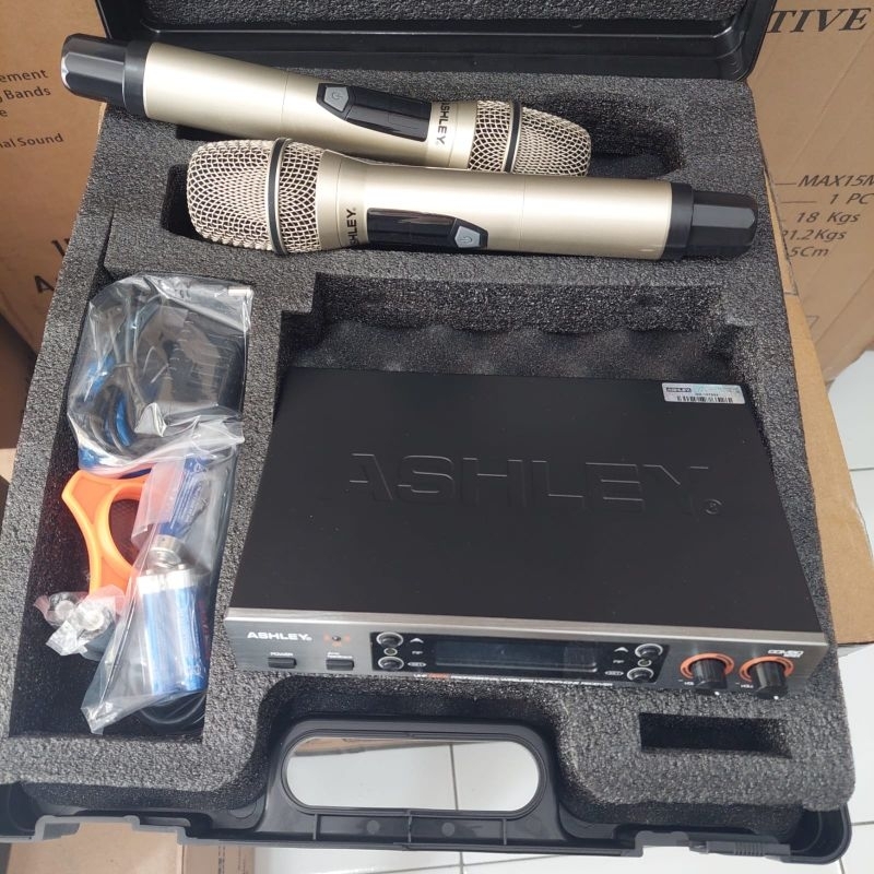 Jual wireless microphone Ashley combo mic wireless original | Shopee ...