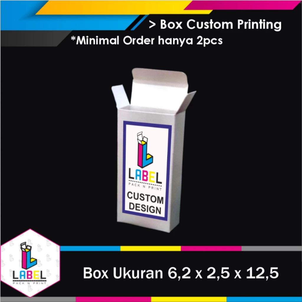 Jual Box / Dus Kemasan Ukuran 6,2x2,5x12,5 cm CUSTOM DESAIN | Shopee ...