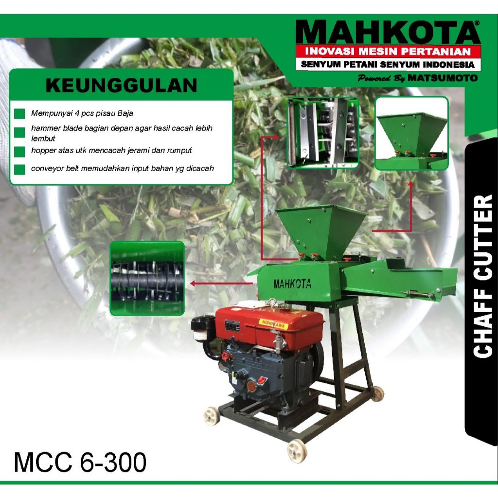 Jual MESIN PENCACAH RUMPUT MAHKOTA MCC 6-300 LENGKAP MESIN PENGGERAK SOLAR | Shopee Indonesia