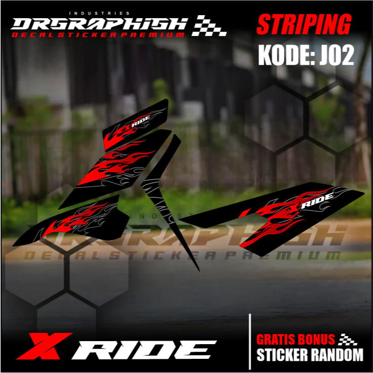 Jual J02 STRIPPING STICKER YAMAHA X RIDE 125 API VIRAL - Semiful Kanan ...