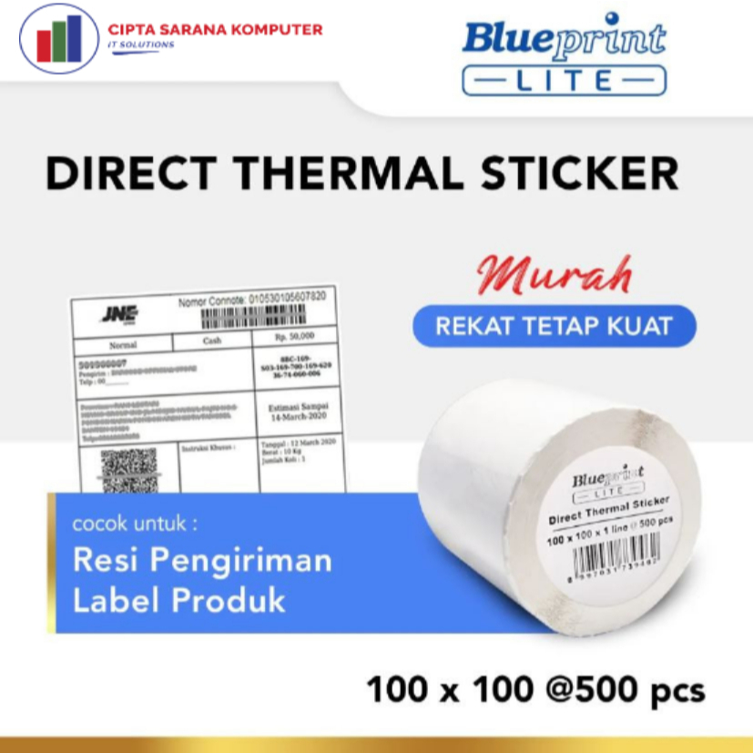 Jual Direct Thermal Sticker 100 x 100 BLUEPRINT Lite Kertas Stiker ...