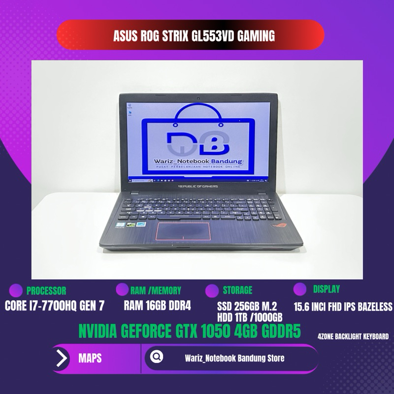 Jual ASUS ROG STRIX GL553VD CORE I7-7700HQ NVIDIA GTX 1050 RAM 16GB SSD ...