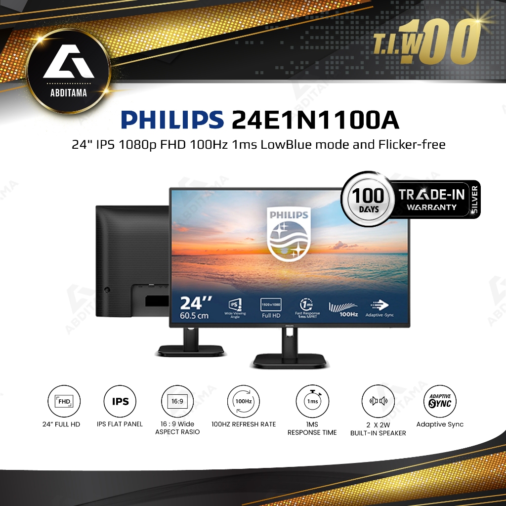 Jual Monitor LED PHILIPS 24E1N1100A 24" IPS 1080p FHD 100Hz 1ms HDMI 1. ...