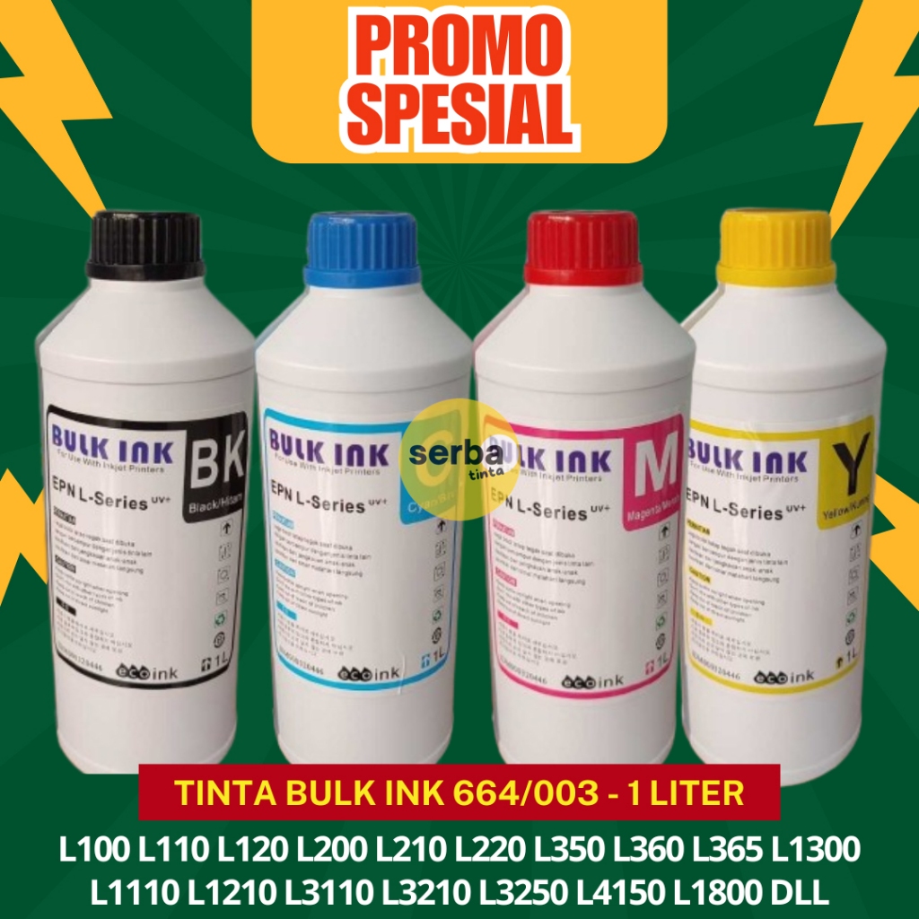 Jual Tinta Bulk Ink 1 Liter 664 003 For L100 L110 L120 L200 L210 L220 ...