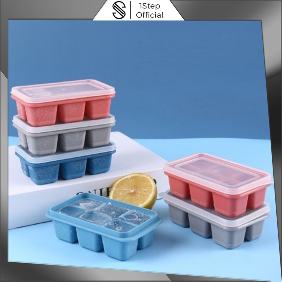 Jual 1step Cetakan Es Batu Silikon 6 Cube Jumbo / Cetakan Tempat Es ...