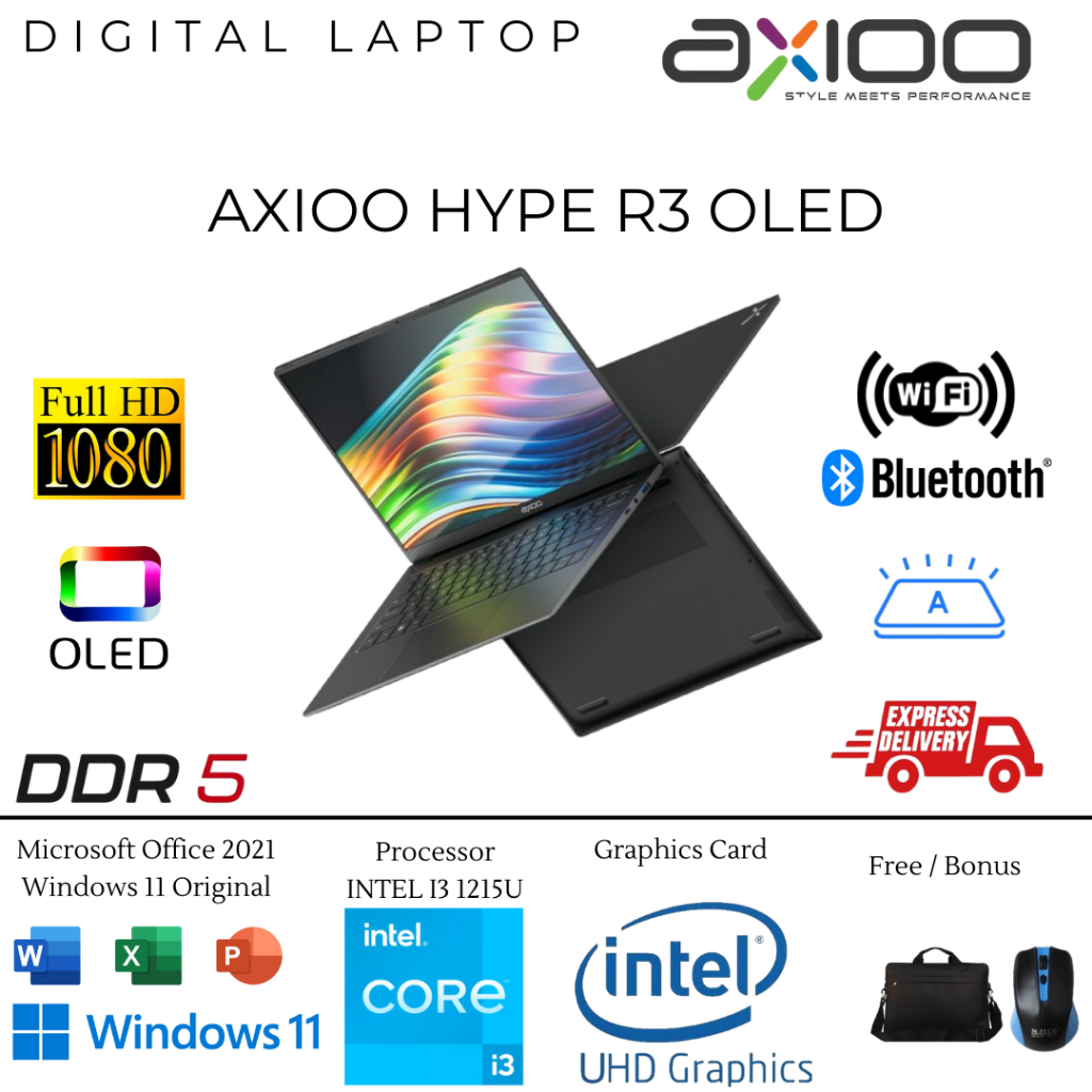 Jual Laptop AXIOO Mybook Hype R3 Oled Intel Core i3 1215U RAM 24GB DDR5 ...