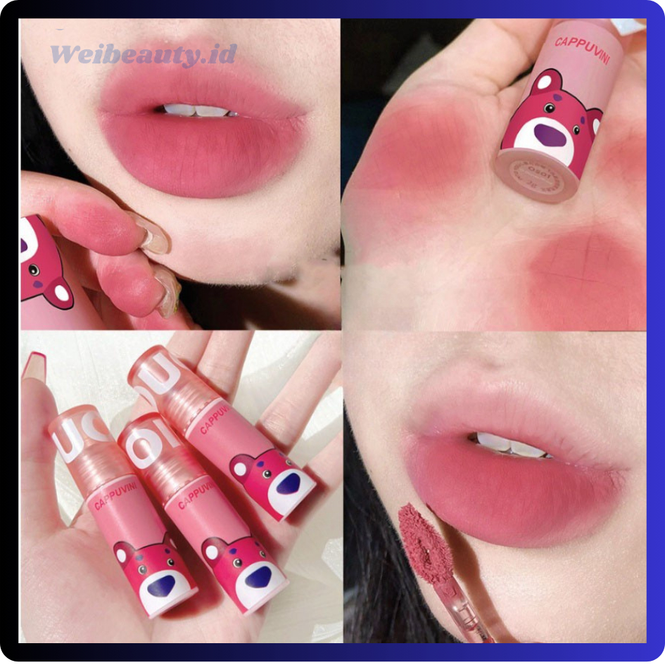 Jual Cappuvini Matte Lip Glaze Lotso Bear 5 Warna Lipstik Beruang Stoberi Lip Cream Velvet ...