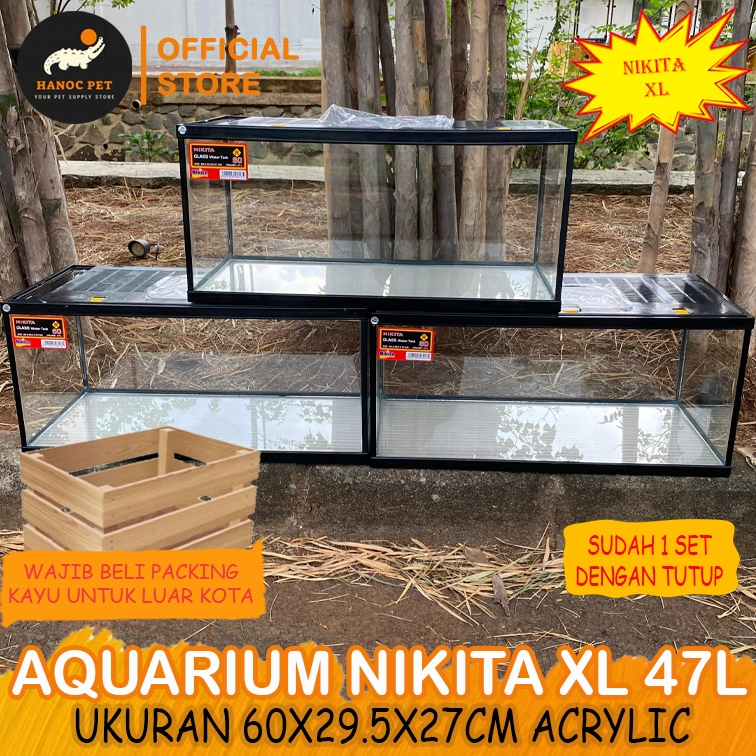 Jual Aquarium Nikita Star 60cm XL + Tutup 47 Liter Kandang Ikan Reptil Kura Brazil Torto Kadal ...