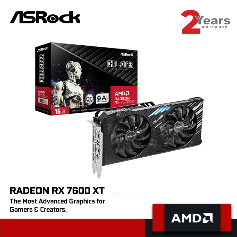Jual ASROCK RX 7600 XT 16GB OC CHALLENGER GDDR6 RX 7600XT 16G VGA AMD ...