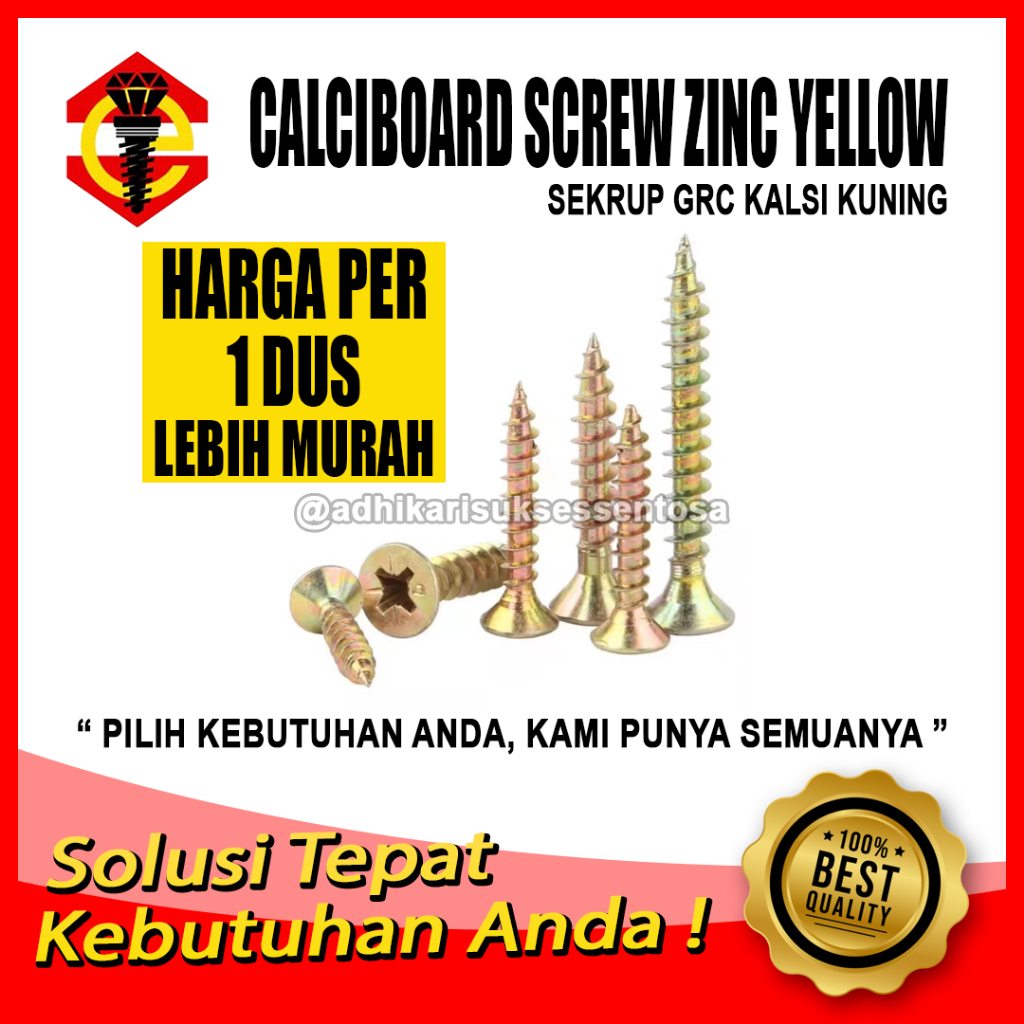 Jual (1 DUS) Sekrup Kuning GRC Kalsi #6x1 1/4" / Calciboard Screw 3 CM ...