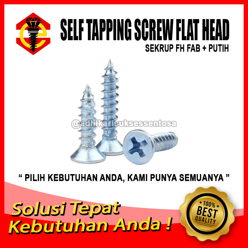 Jual (100 PCS) Sekrup Skrup FH #8x1" / Self Tapping Screw F+AB (2,5 CM ...